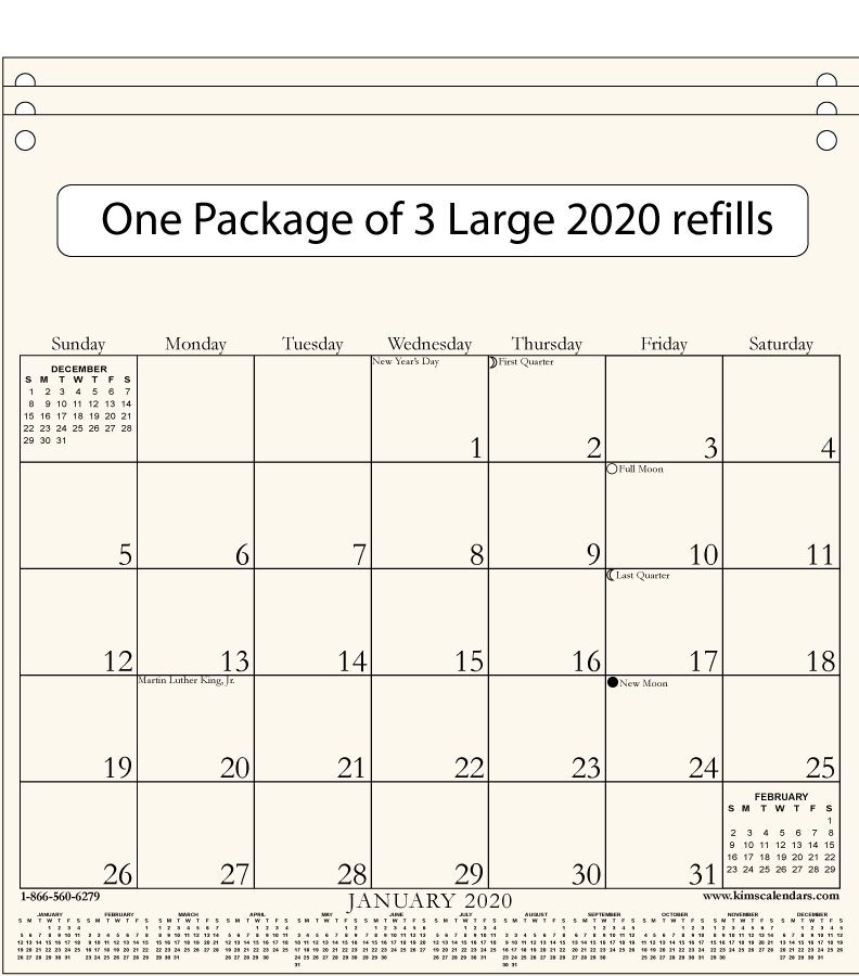 Large 11 x 11 Refills : Kims Calendars, Made in the USA since 1988