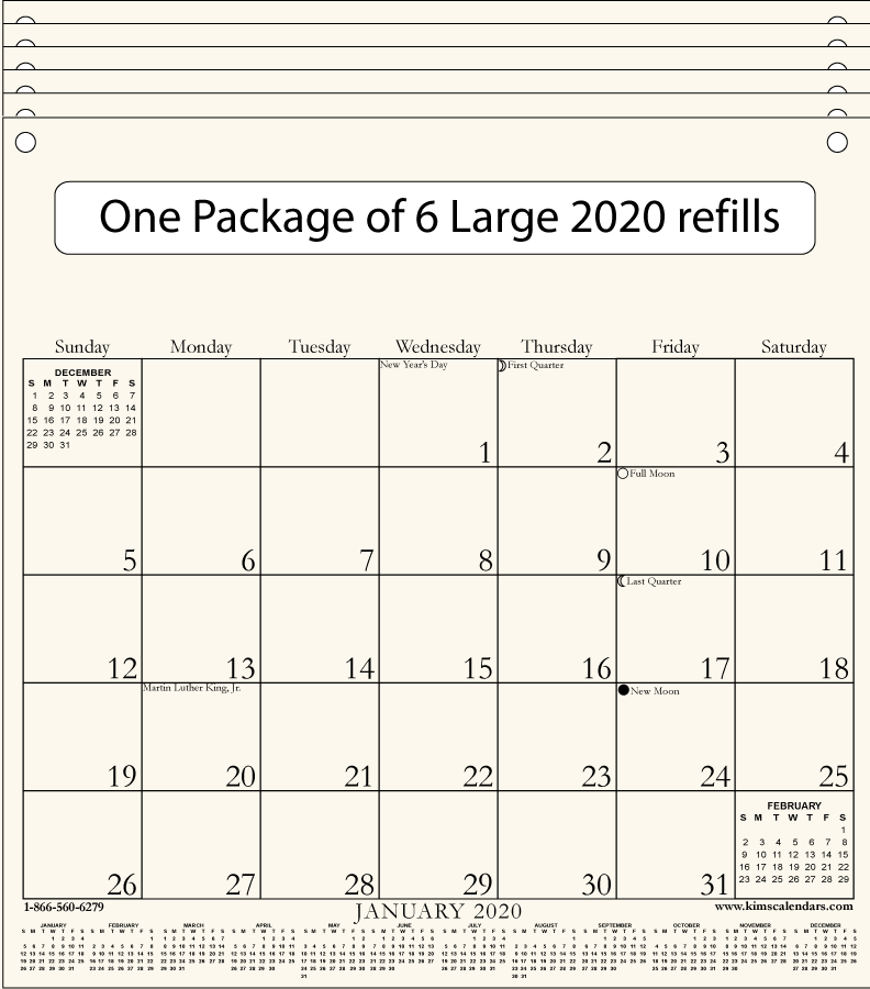 Large 11 x 11 Refills : Kims Calendars, Made in the USA since 1988